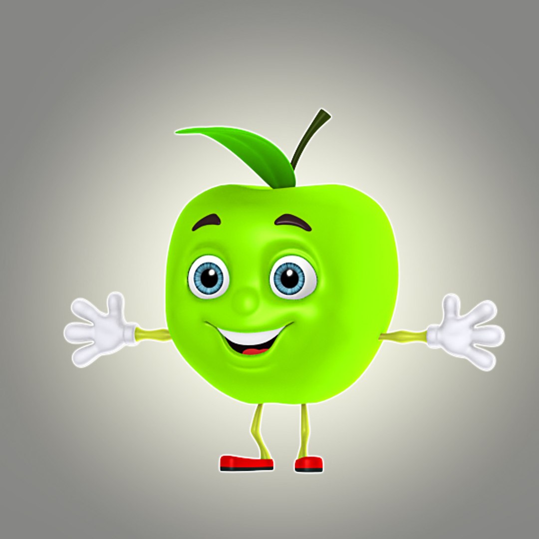 Cartoon Apple 3d Model