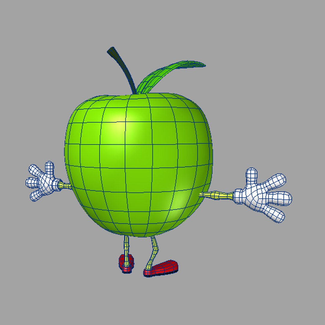 Cartoon Apple 3d Model