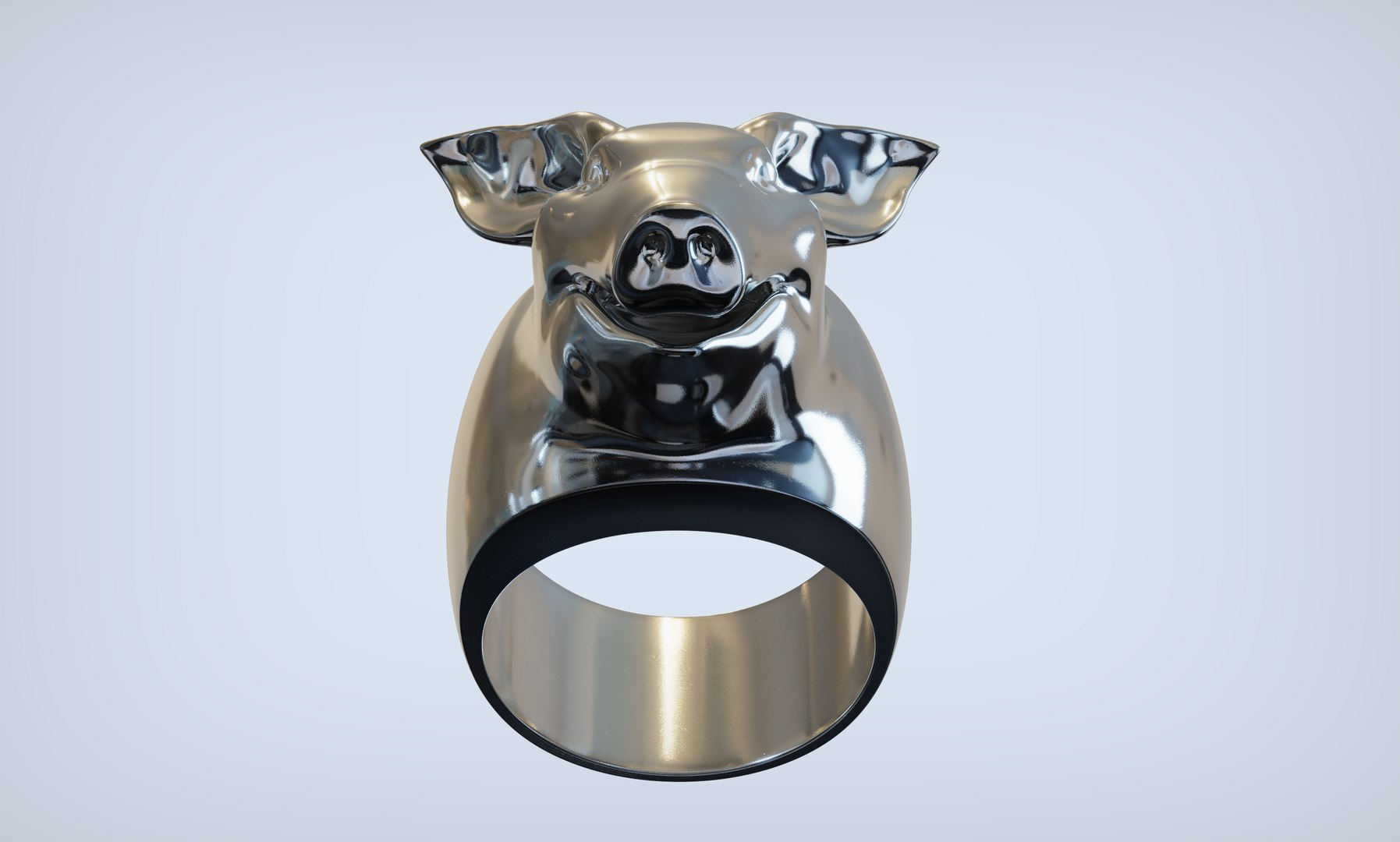 Silver Ring With Houdini Pig Head Model - TurboSquid 1794816