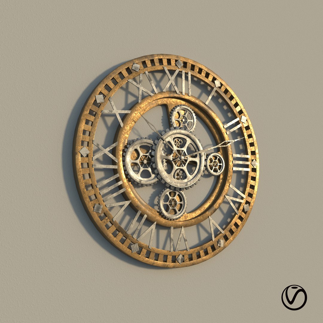 Steampunk Clock Grunge 3D - TurboSquid 1982790