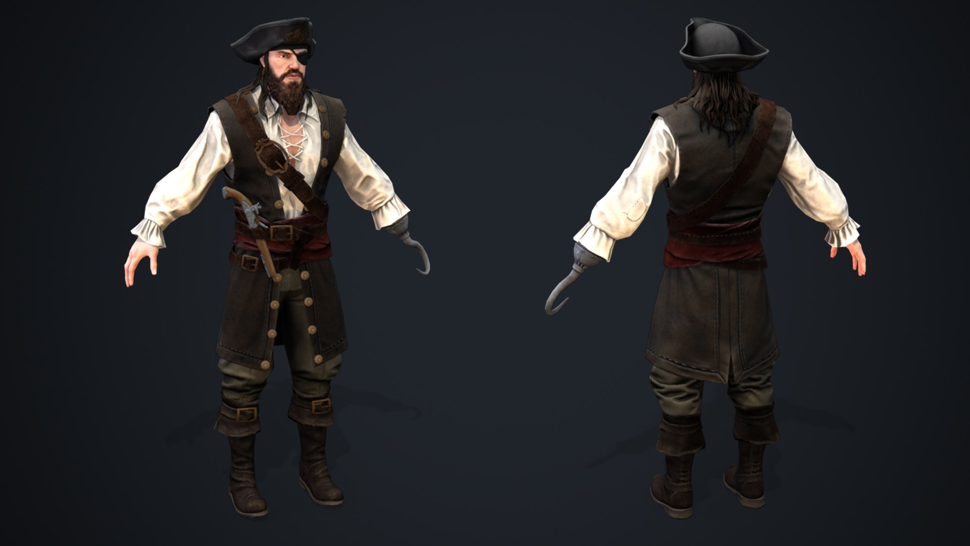 3D Real-time Rigged Pirate 01 - TurboSquid 1244560