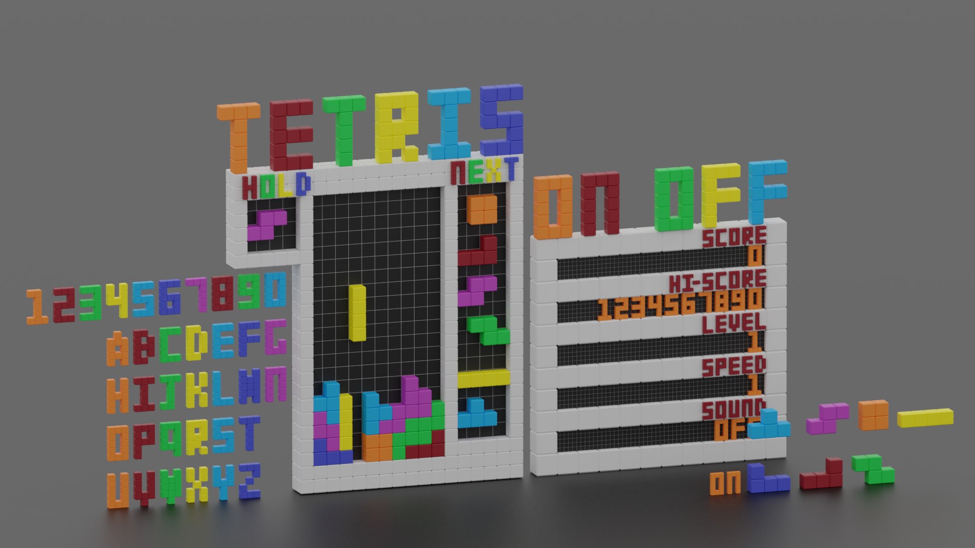 3D Cartoon Tetris Bricks Scene model - TurboSquid 1860364