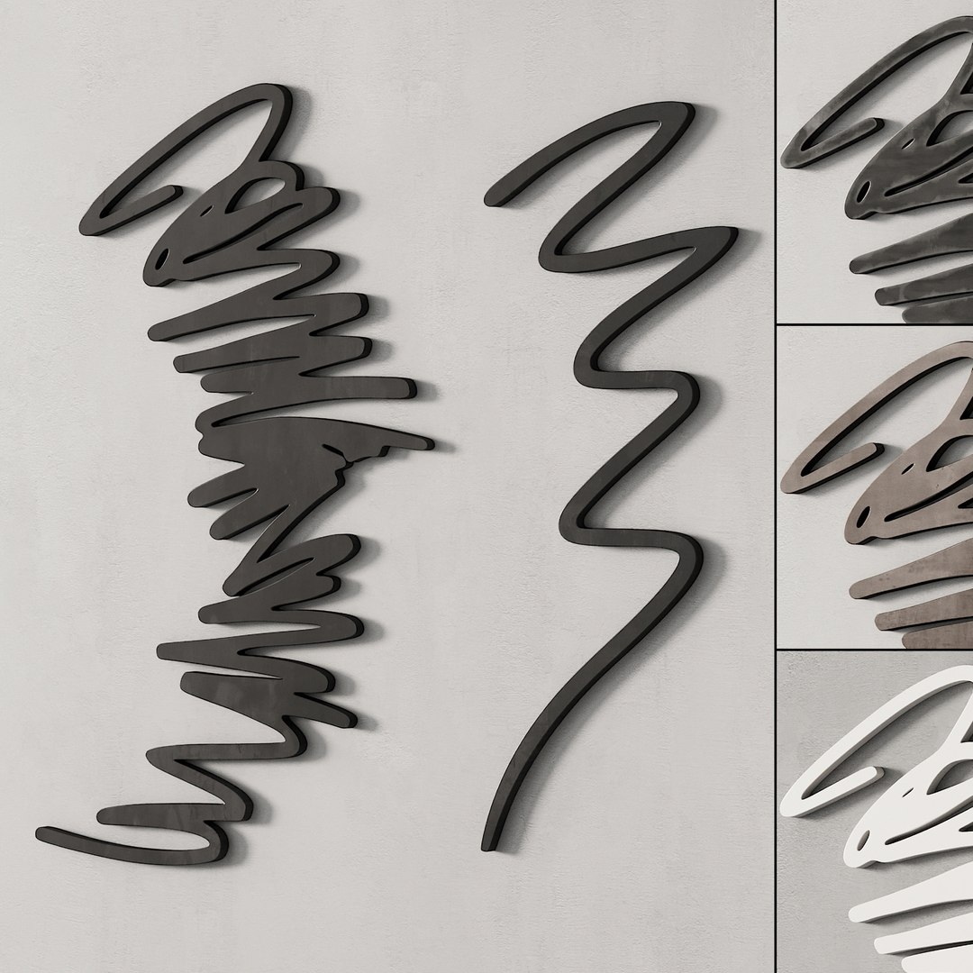 3D Model 274 Decorative Wall Art 06 Wall Ink Sculptures P02 ...