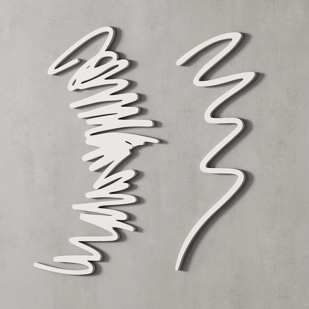 3D Model 274 Decorative Wall Art 06 Wall Ink Sculptures P02 ...