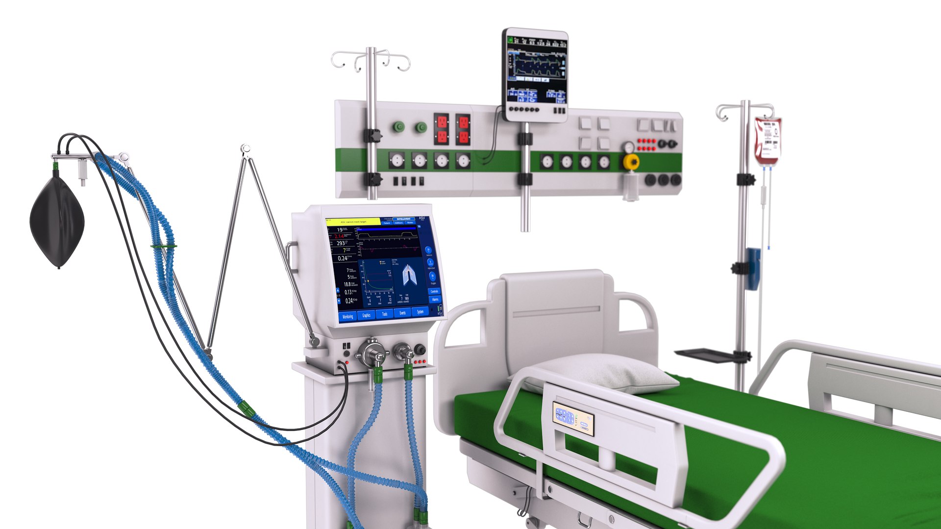 ICU Equipment - Green Model - TurboSquid 1913552