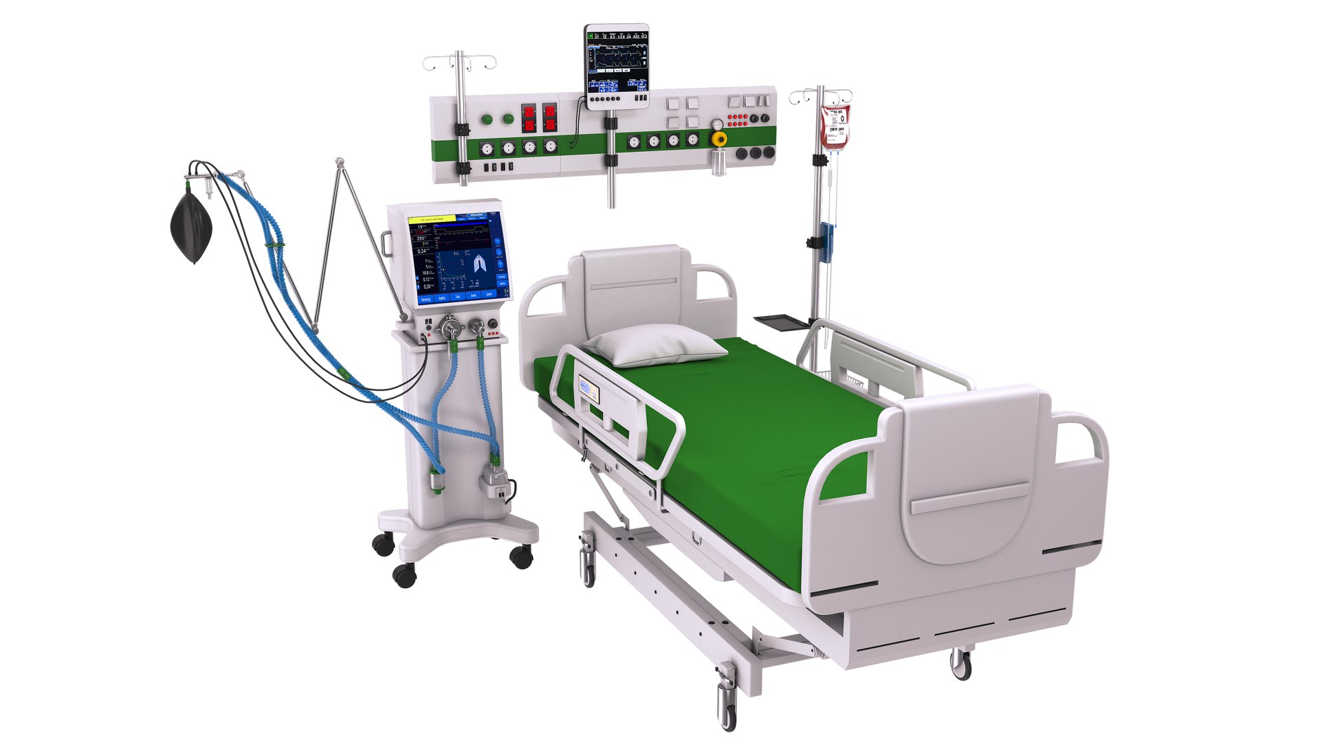 ICU Equipment - Green Model - TurboSquid 1913552
