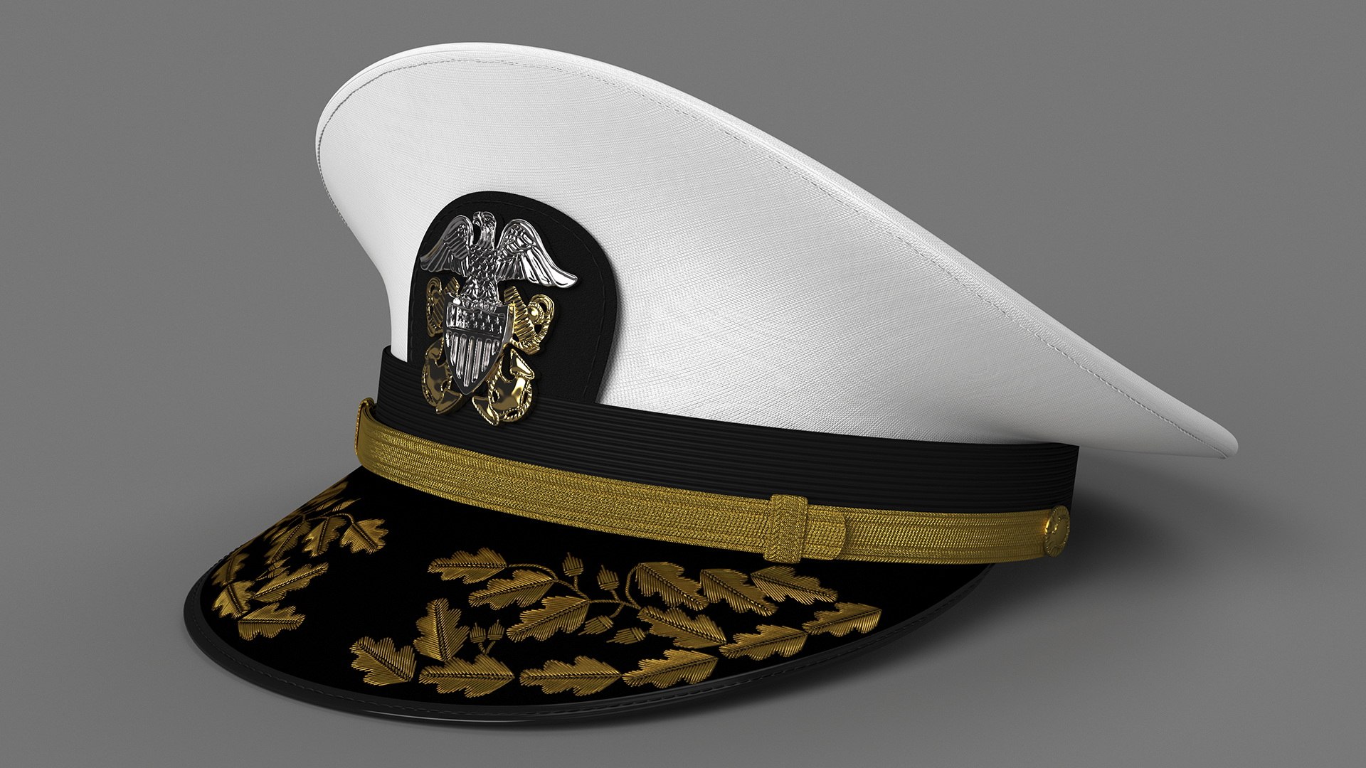 3D Model Naval Officer Cap With Embroidery - TurboSquid 2195782