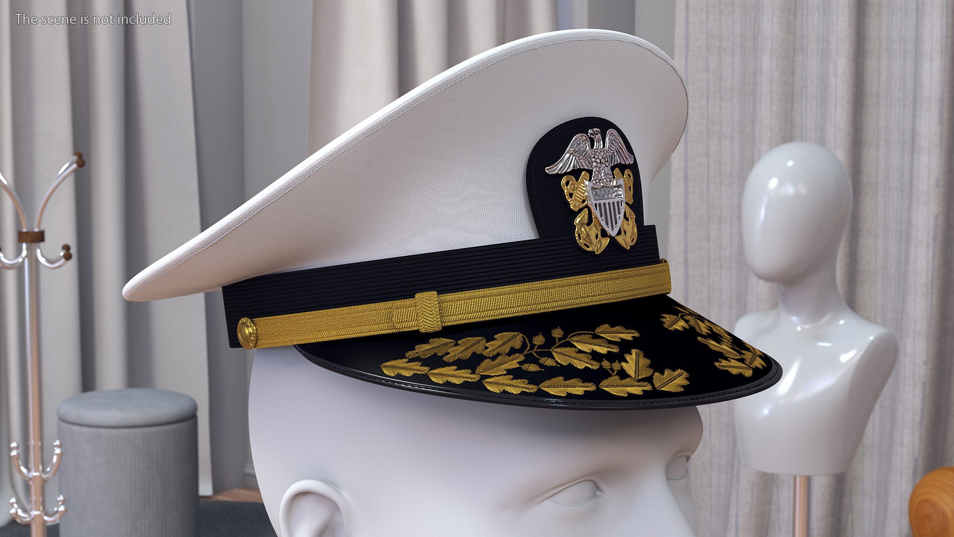 3D Model Naval Officer Cap With Embroidery - TurboSquid 2195782