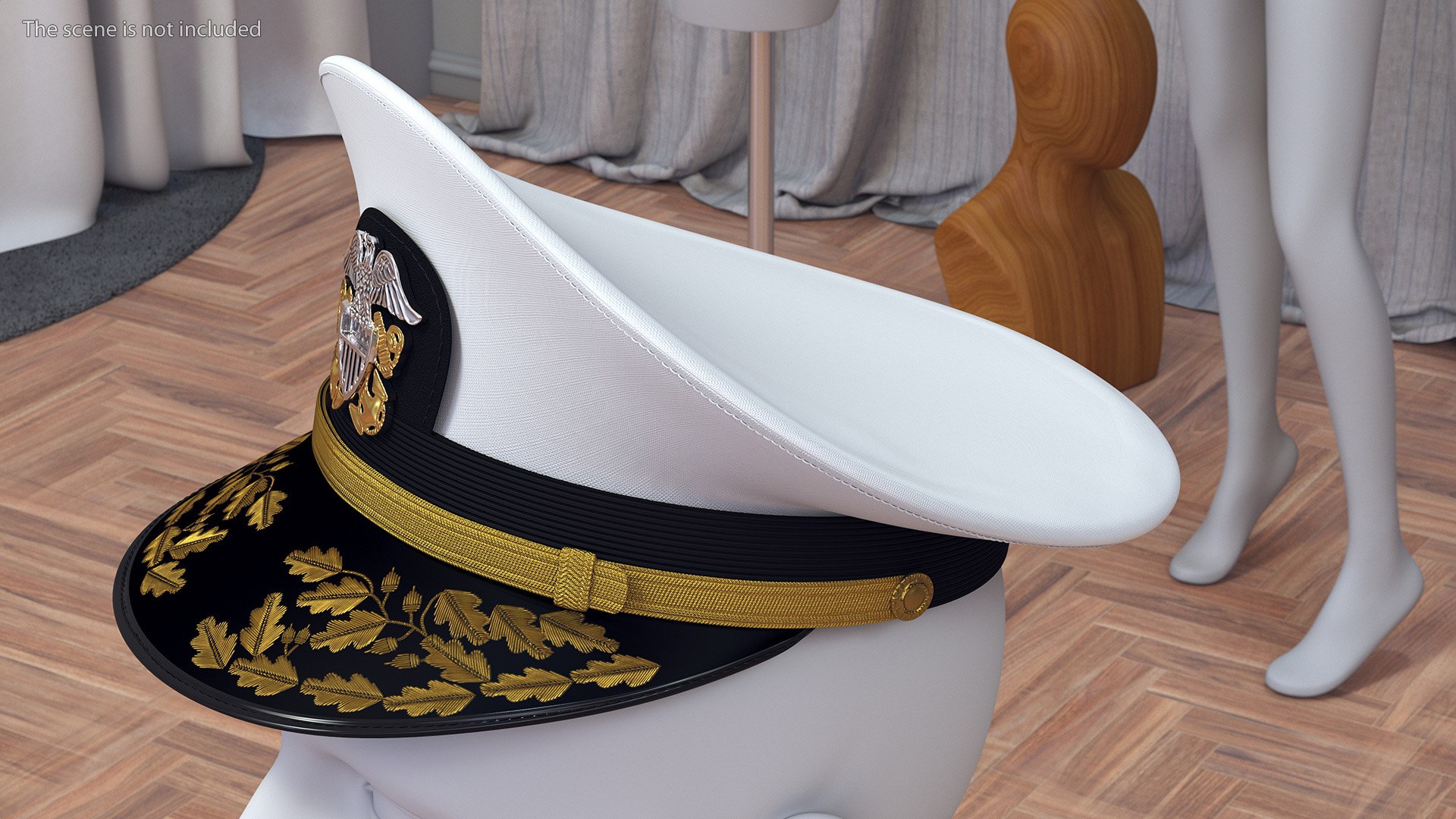 3D Model Naval Officer Cap With Embroidery - TurboSquid 2195782