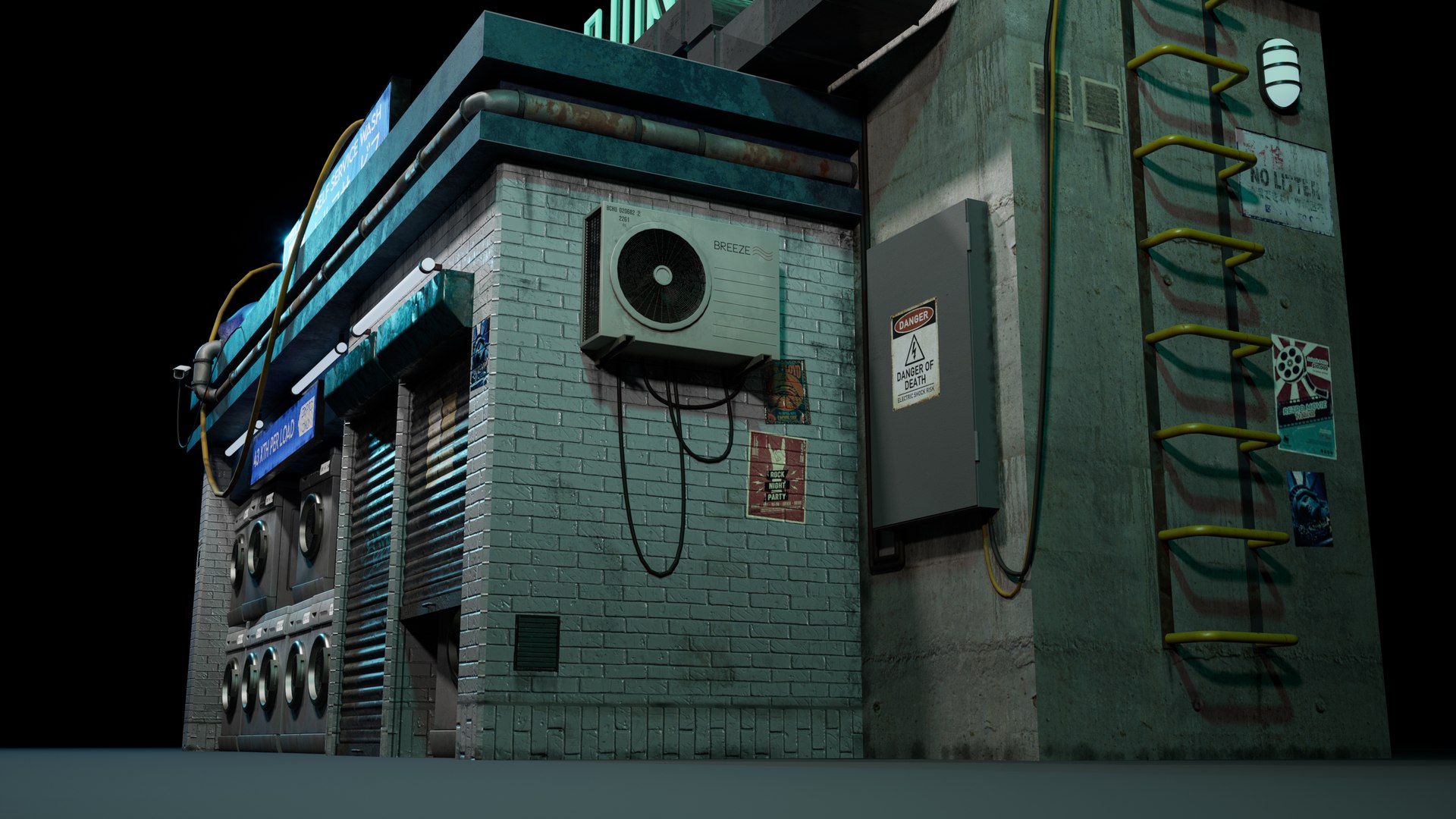 Dystopian Laundry Cyberpunk SciFi Model - TurboSquid 2395979