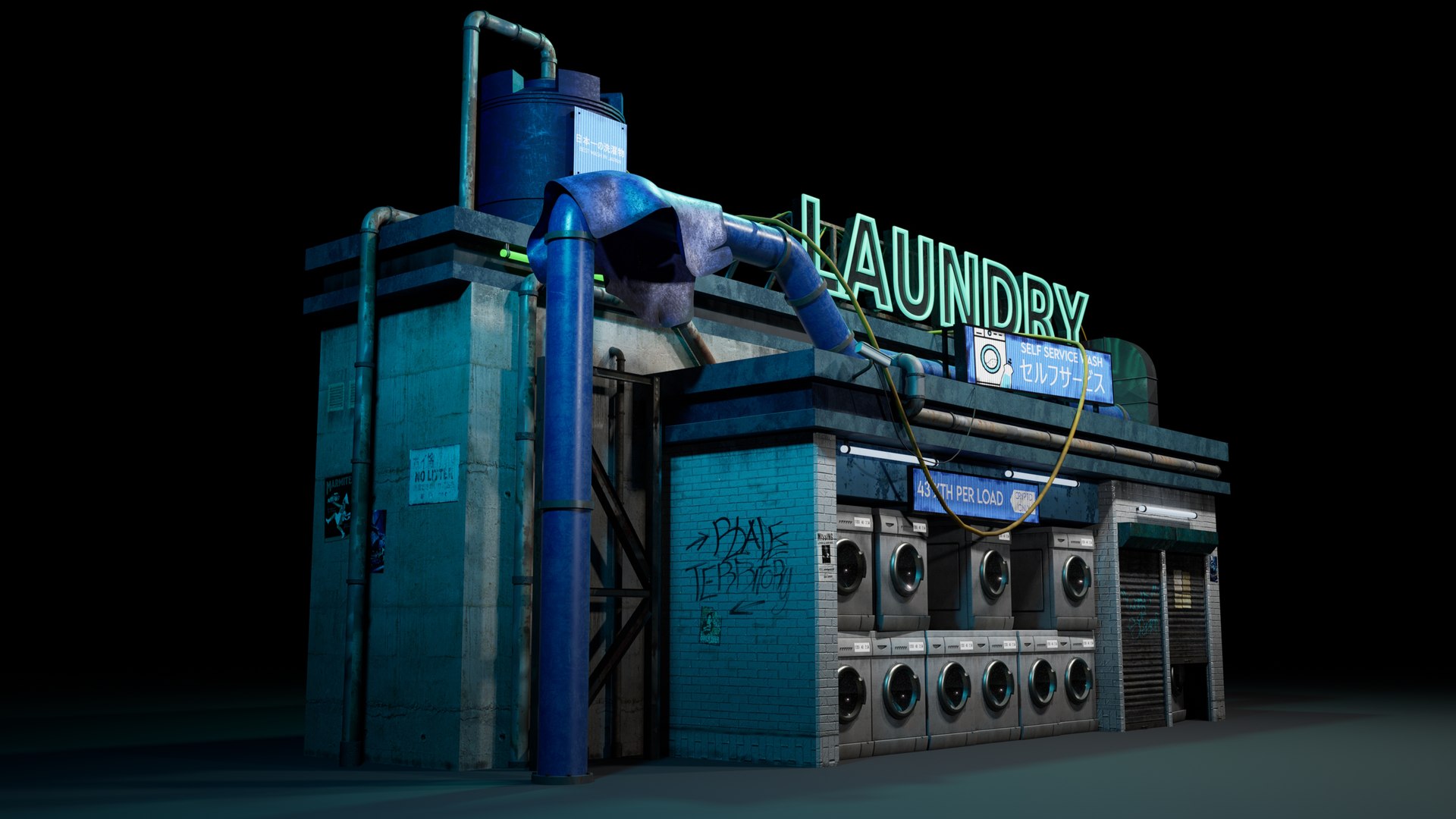 Dystopian Laundry Cyberpunk SciFi Model - TurboSquid 2395979