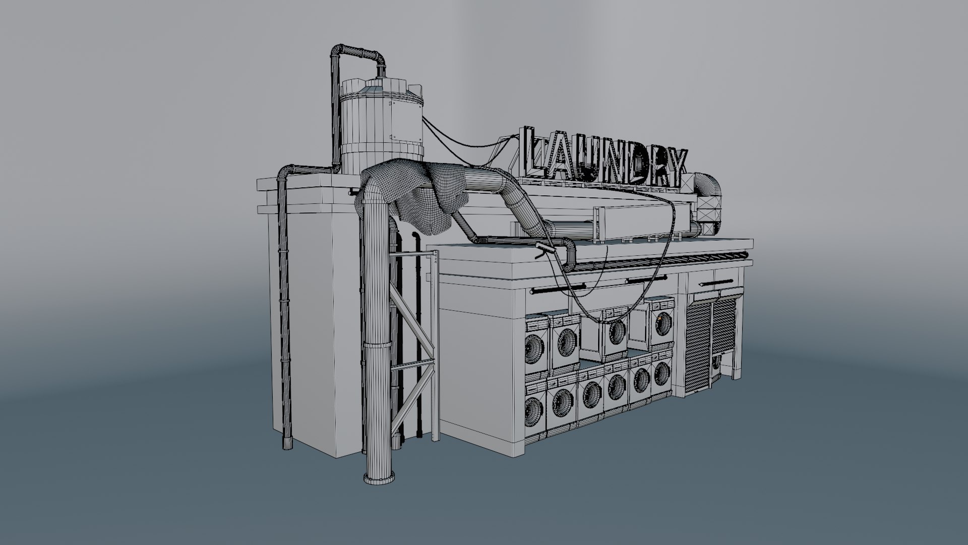 Dystopian Laundry Cyberpunk SciFi Model - TurboSquid 2395979