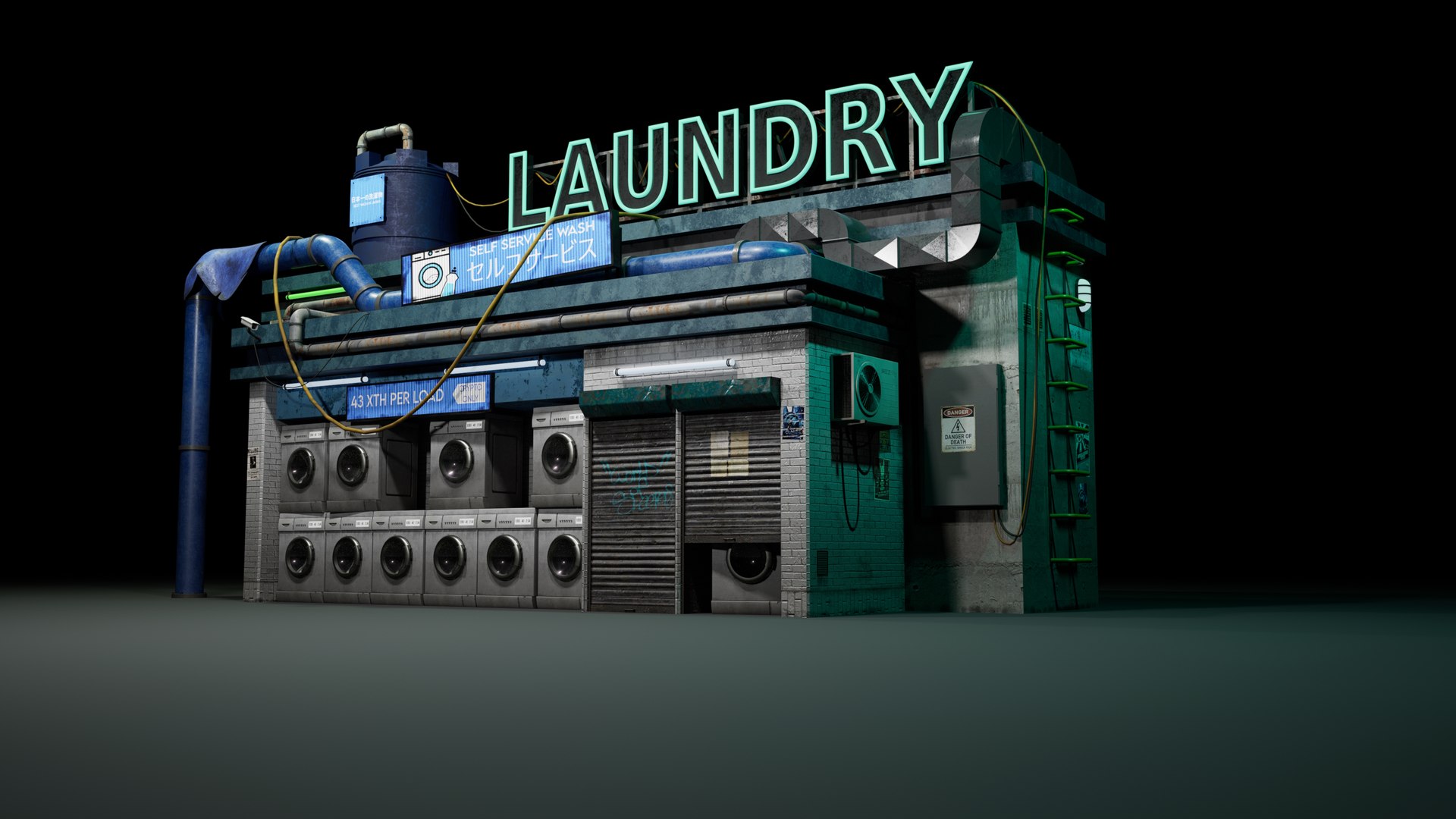 Dystopian Laundry Cyberpunk SciFi Model - TurboSquid 2395979
