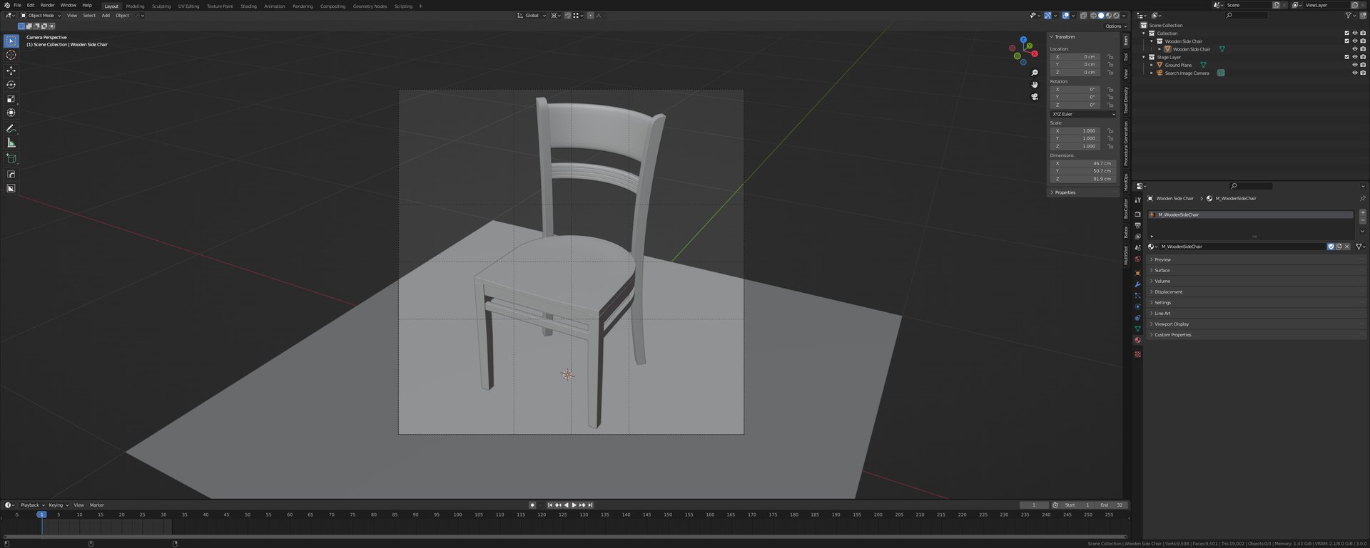 Wooden Side Chair 3D Model - TurboSquid 2074428