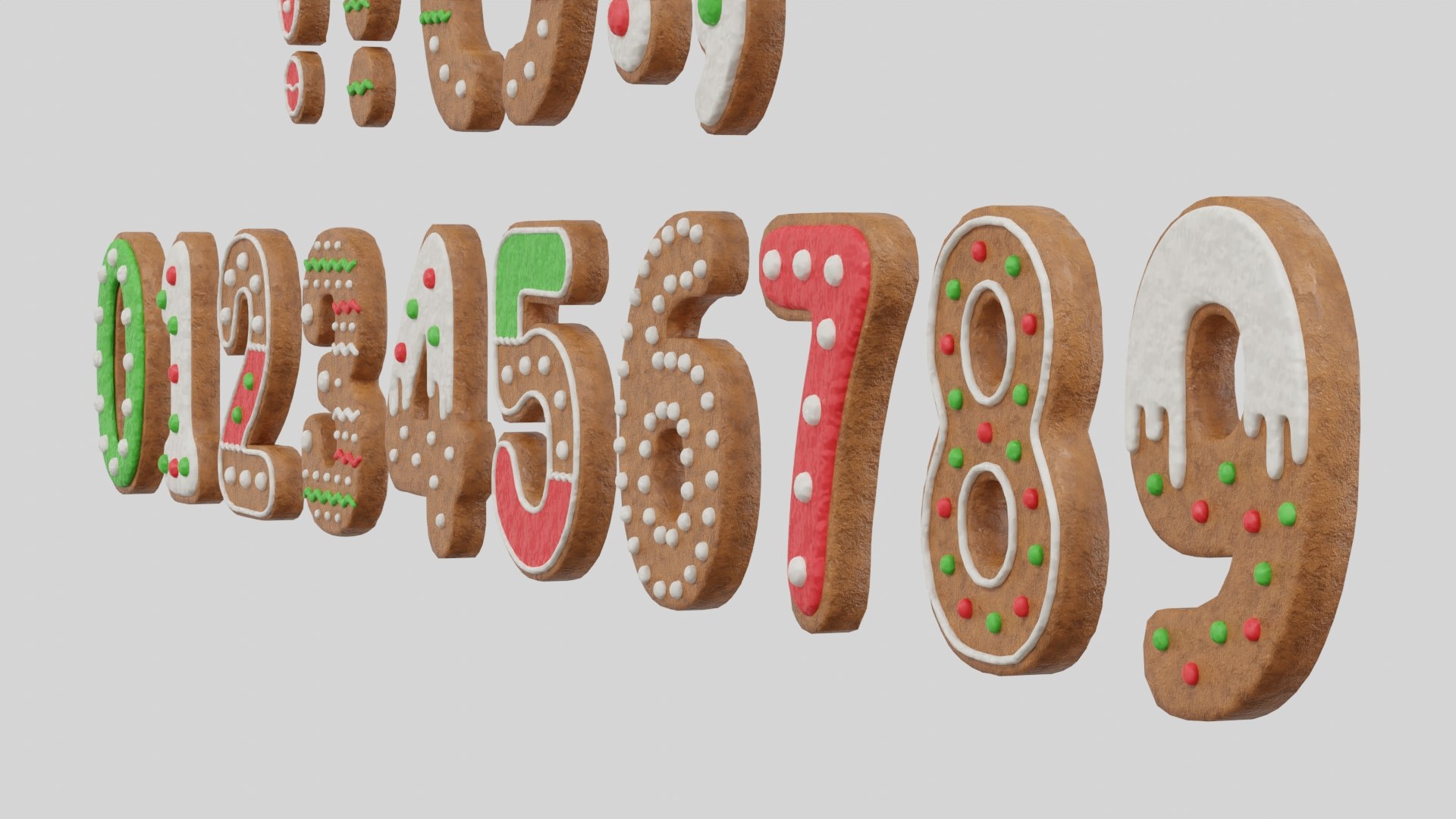 Gingerbread Christmas Cookie Alphabet Set 1 3D Model - TurboSquid 1990398