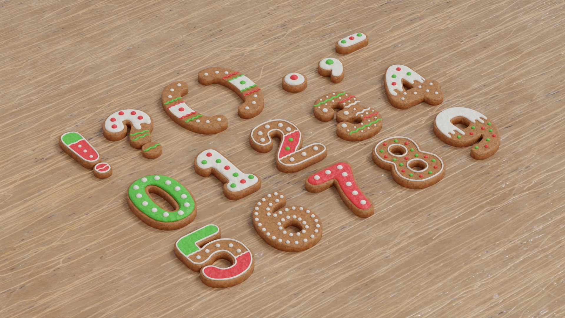 Gingerbread Christmas Cookie Alphabet Set 1 3D Model - TurboSquid 1990398