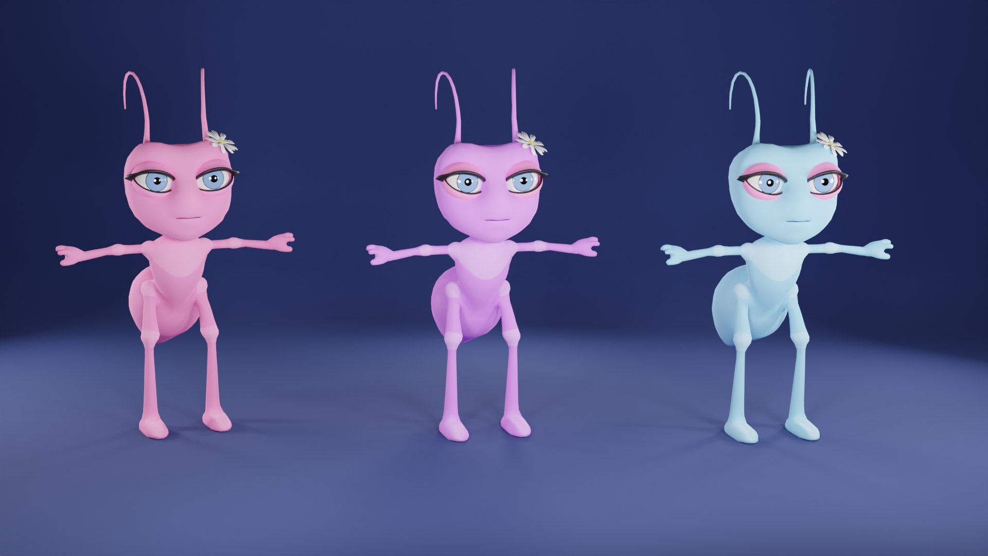 Cute Stylized Pink Blue Purple Ant Fully Rigged 3D Model - TurboSquid ...