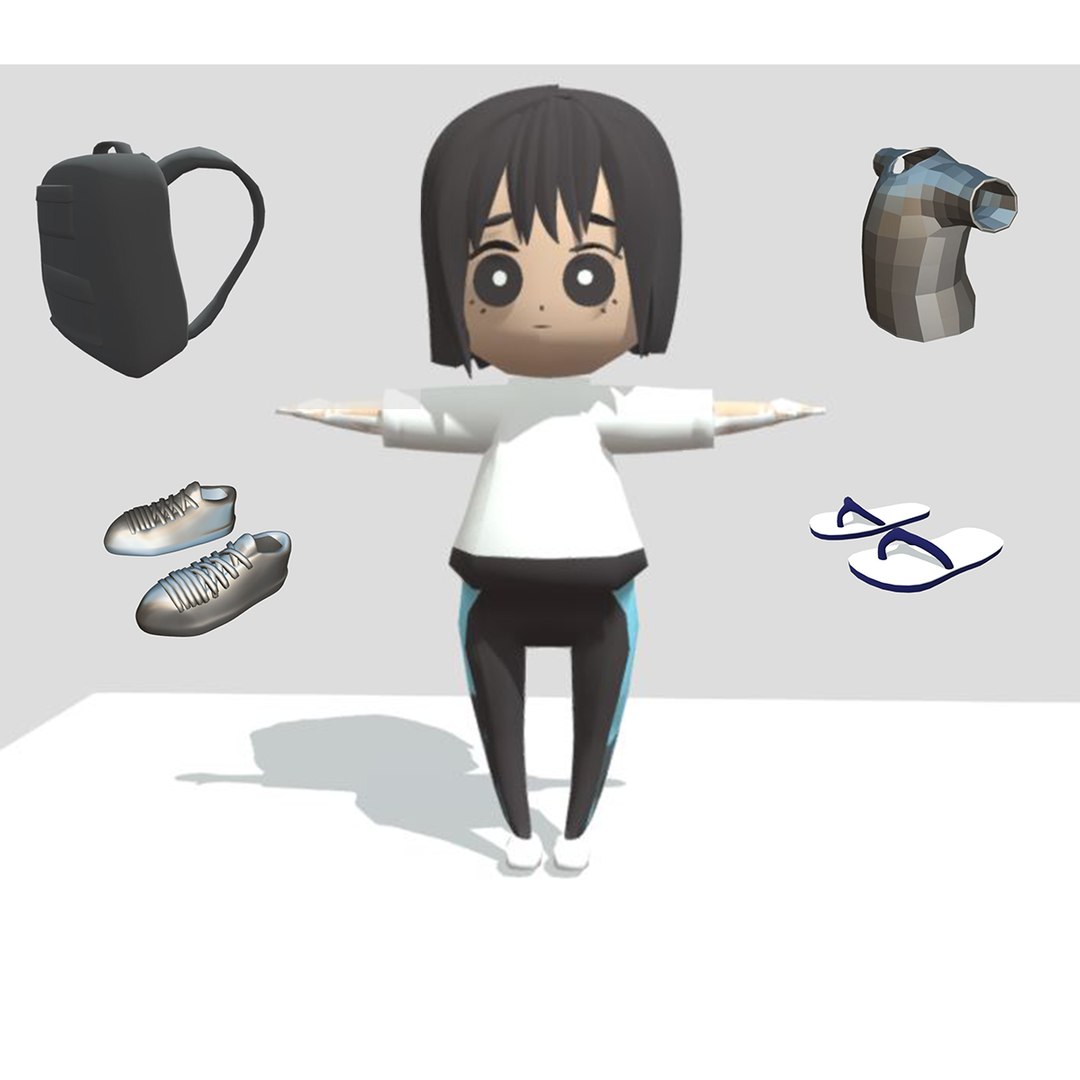 Lo Poly Girl Student 3D - TurboSquid 2291758