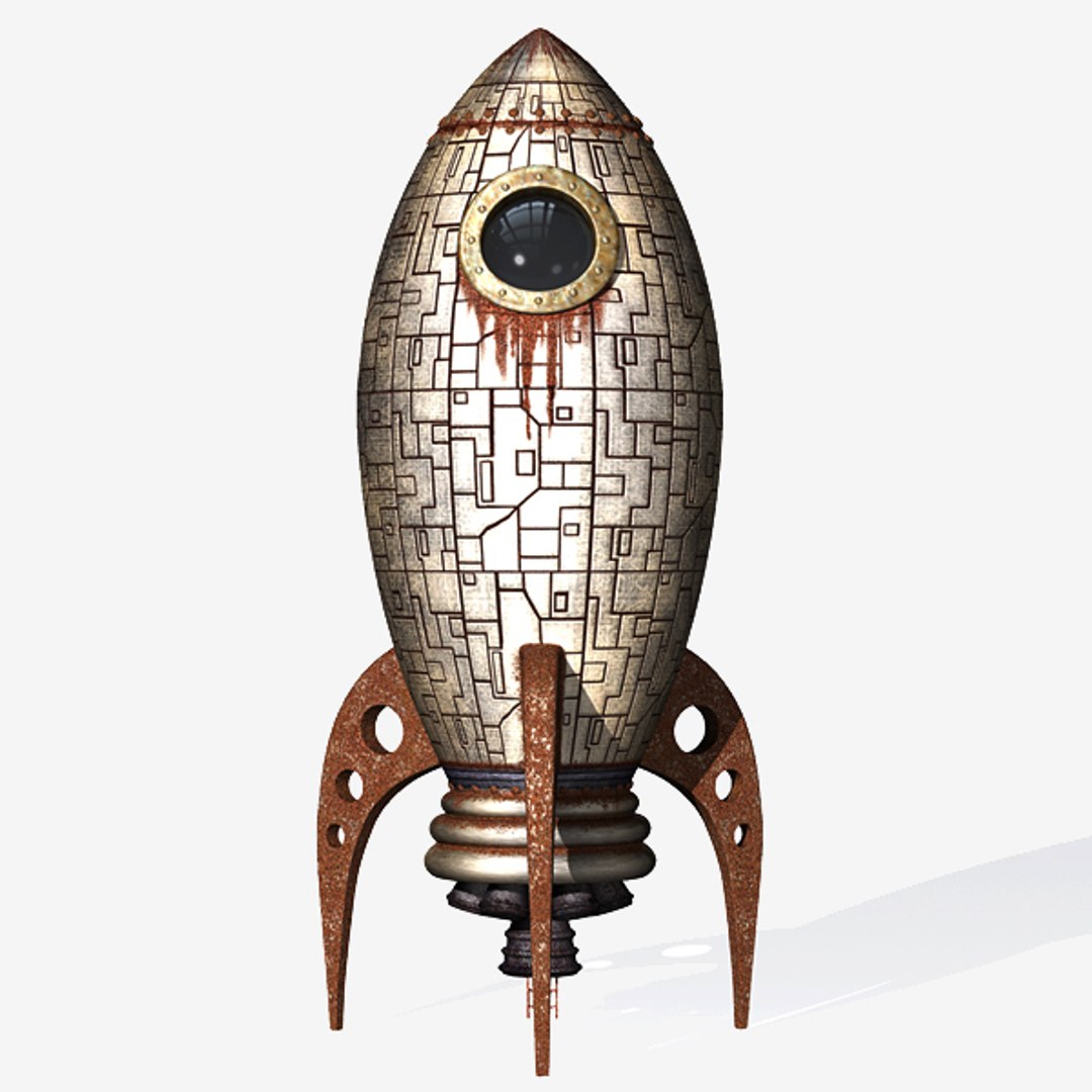 retro rocket 3d model