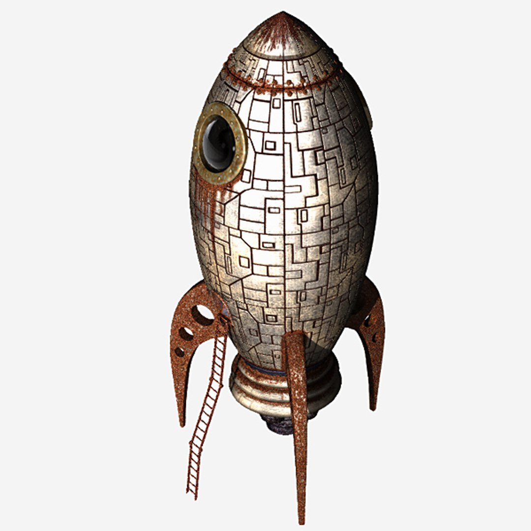 retro rocket 3d model