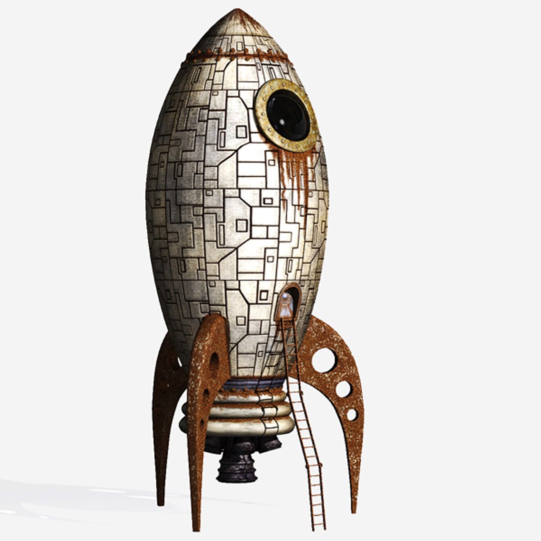 retro rocket 3d model