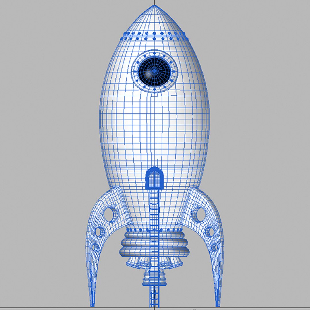 retro rocket 3d model