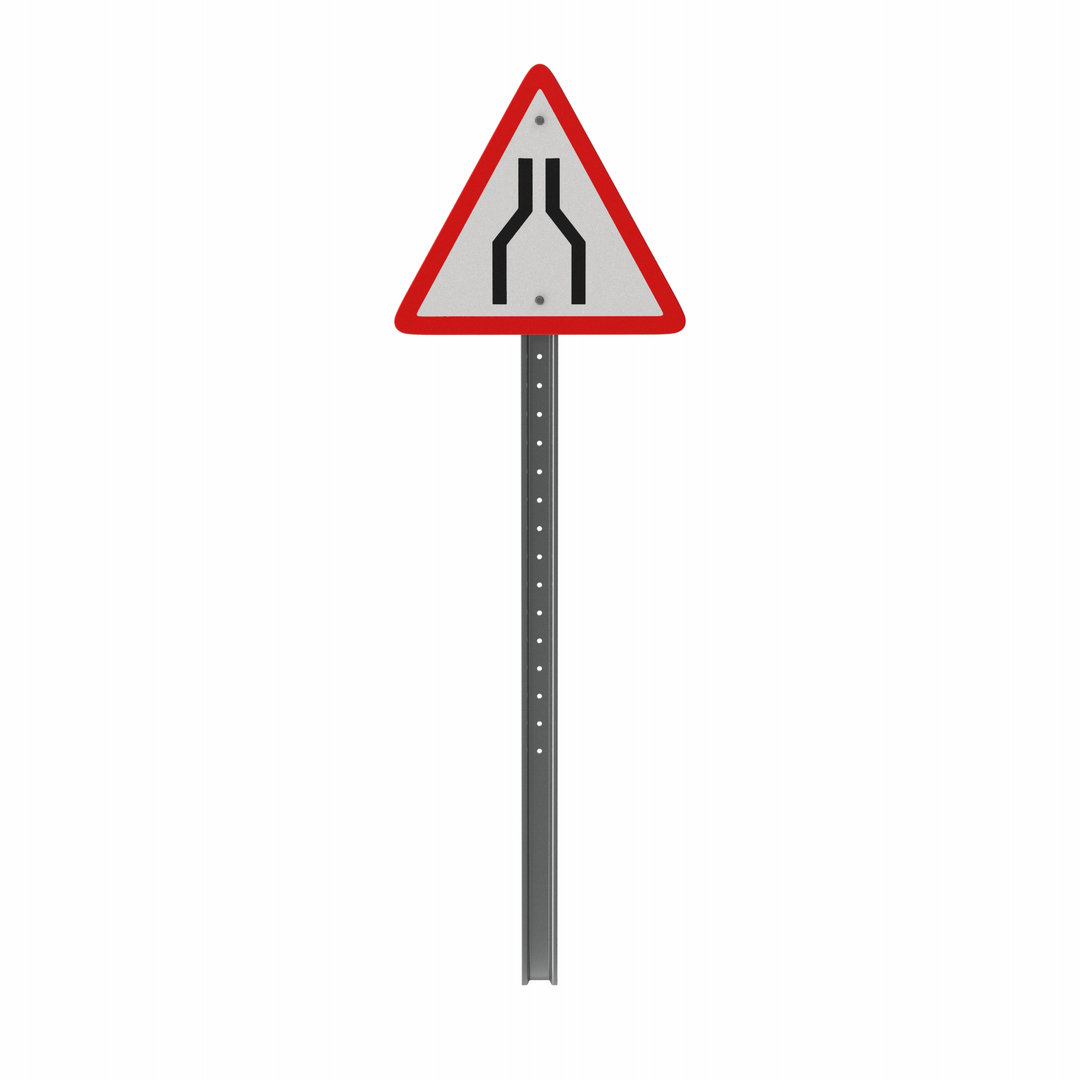3D Road Narrows On Both Sides Sign - TurboSquid 2044226