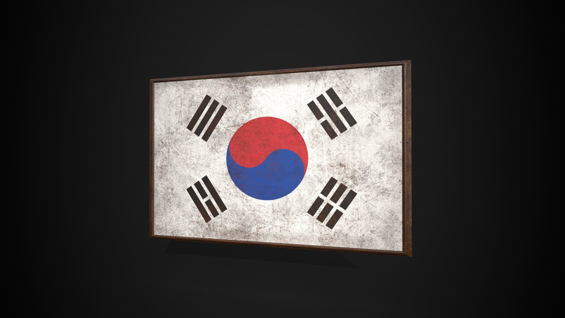 Old Picture Frame With Republic Of Korea Flag - Game Ready PBR Low-poly ...