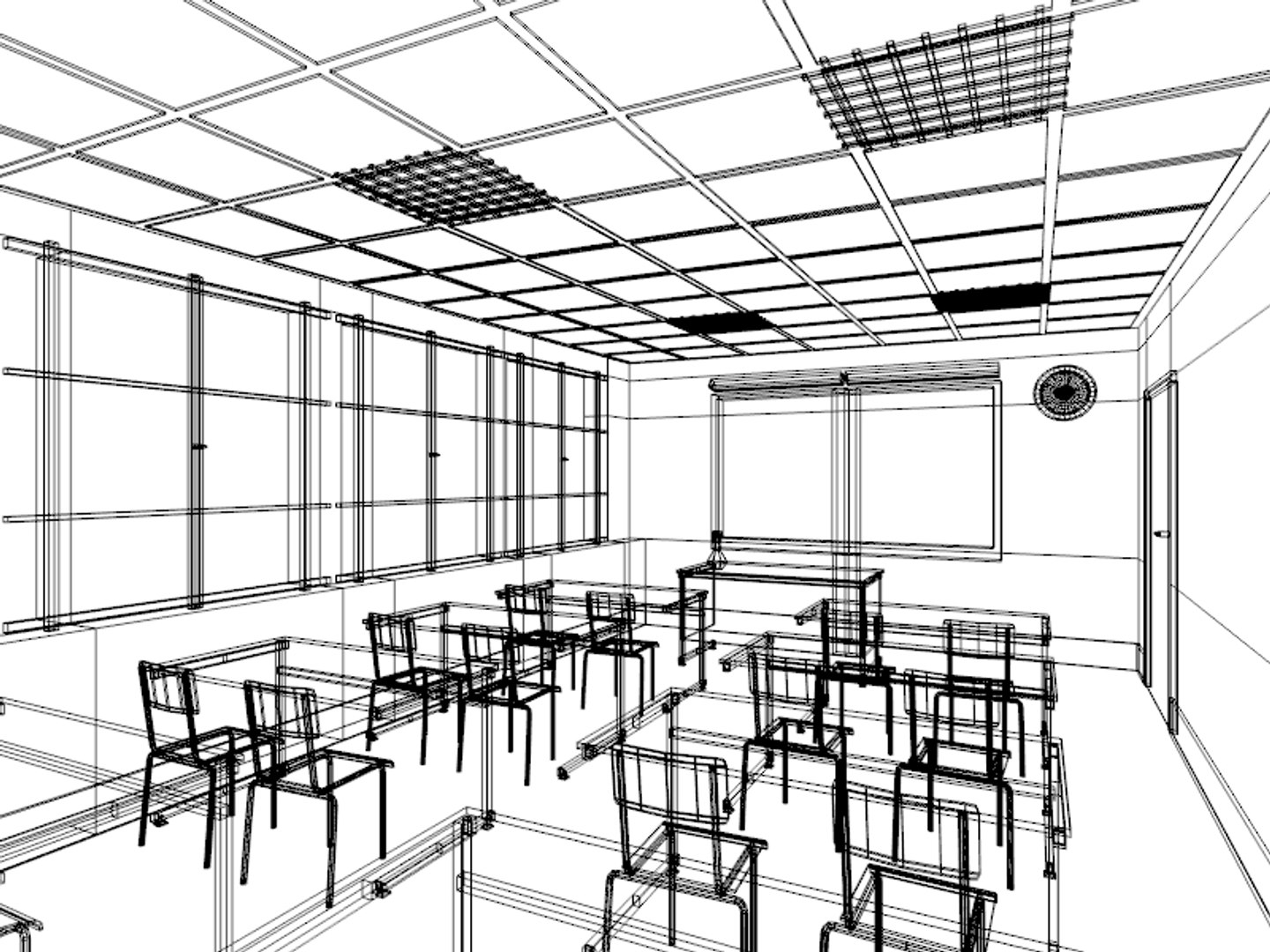 3ds Max Classroom Interior