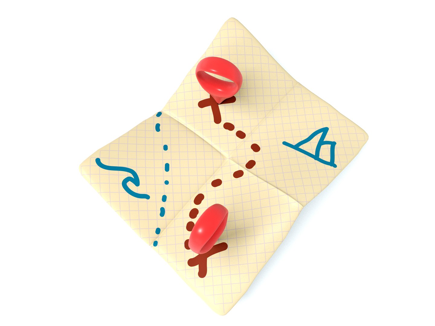 3D Map With Red Location Pin - TurboSquid 2390867