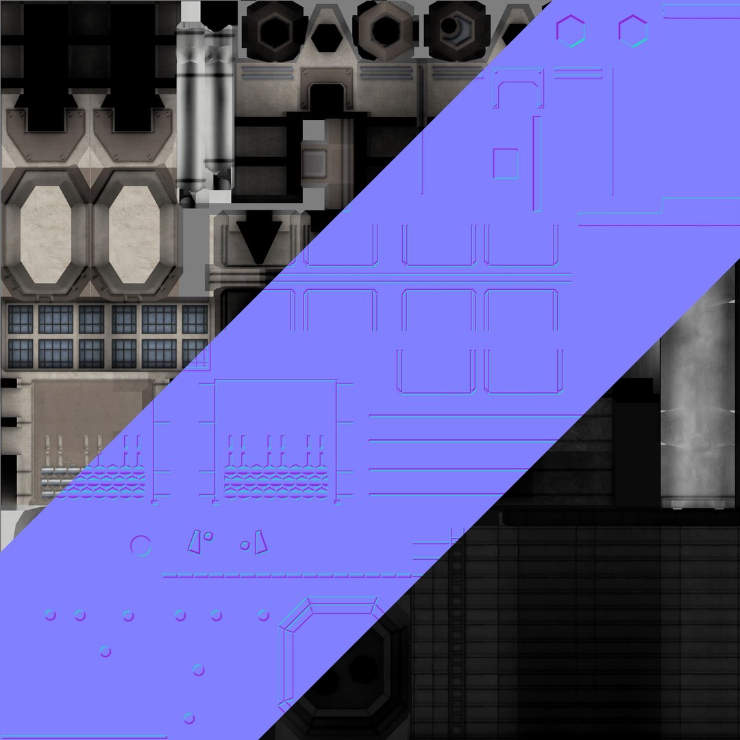 3d sci-fi refinery polys