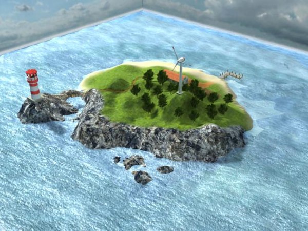 3dsmax island house lighthouse