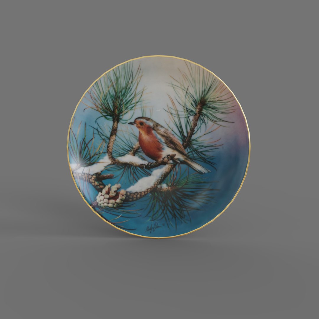 3D Souvenir Plate Bird Collection Robin 20cm Model - TurboSquid 1994765