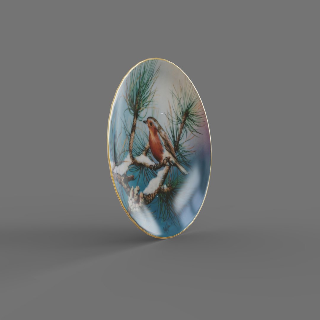 3D Souvenir Plate Bird Collection Robin 20cm Model - TurboSquid 1994765