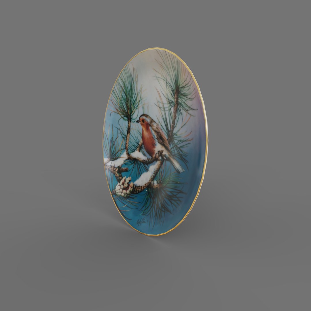 3D Souvenir Plate Bird Collection Robin 20cm Model - TurboSquid 1994765