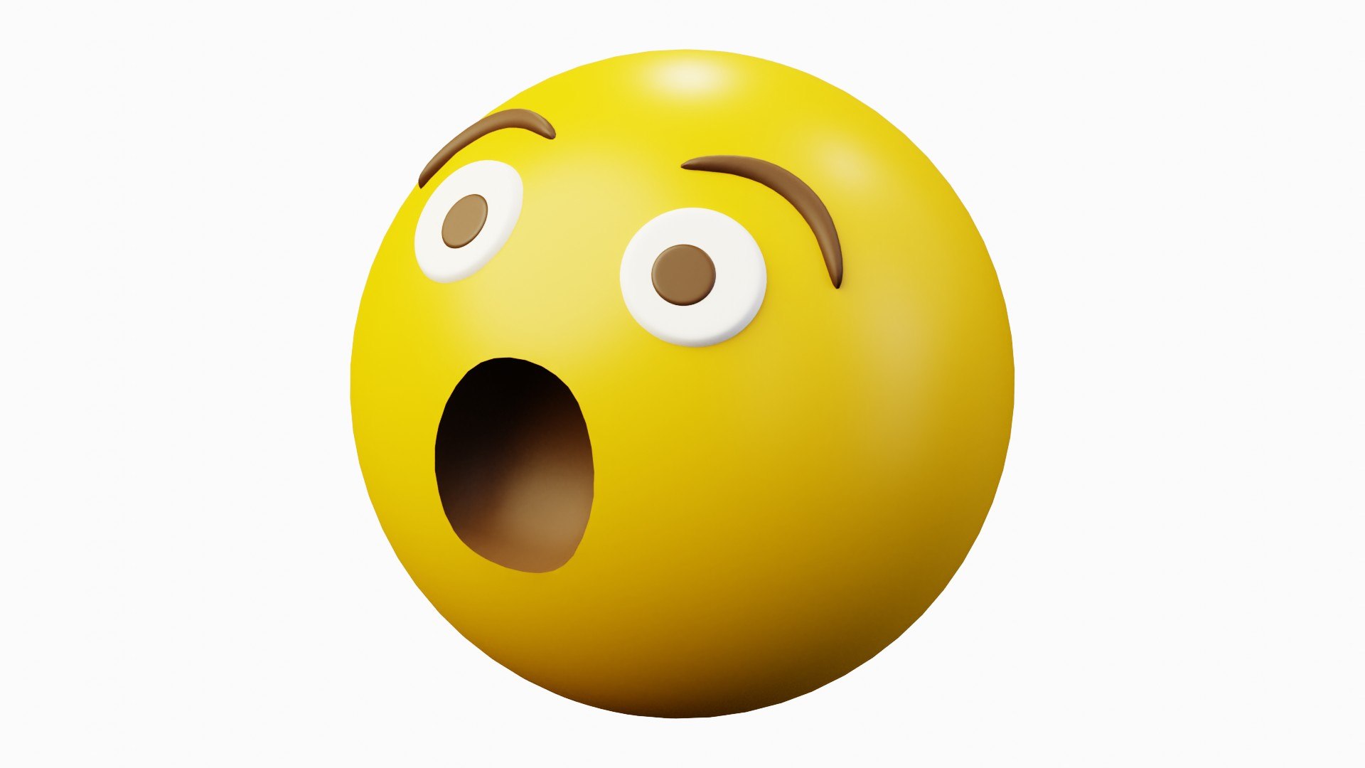 Suprised Or Amazed Yellow Ball Emoticon Emoji Or Smiley 3D - TurboSquid ...