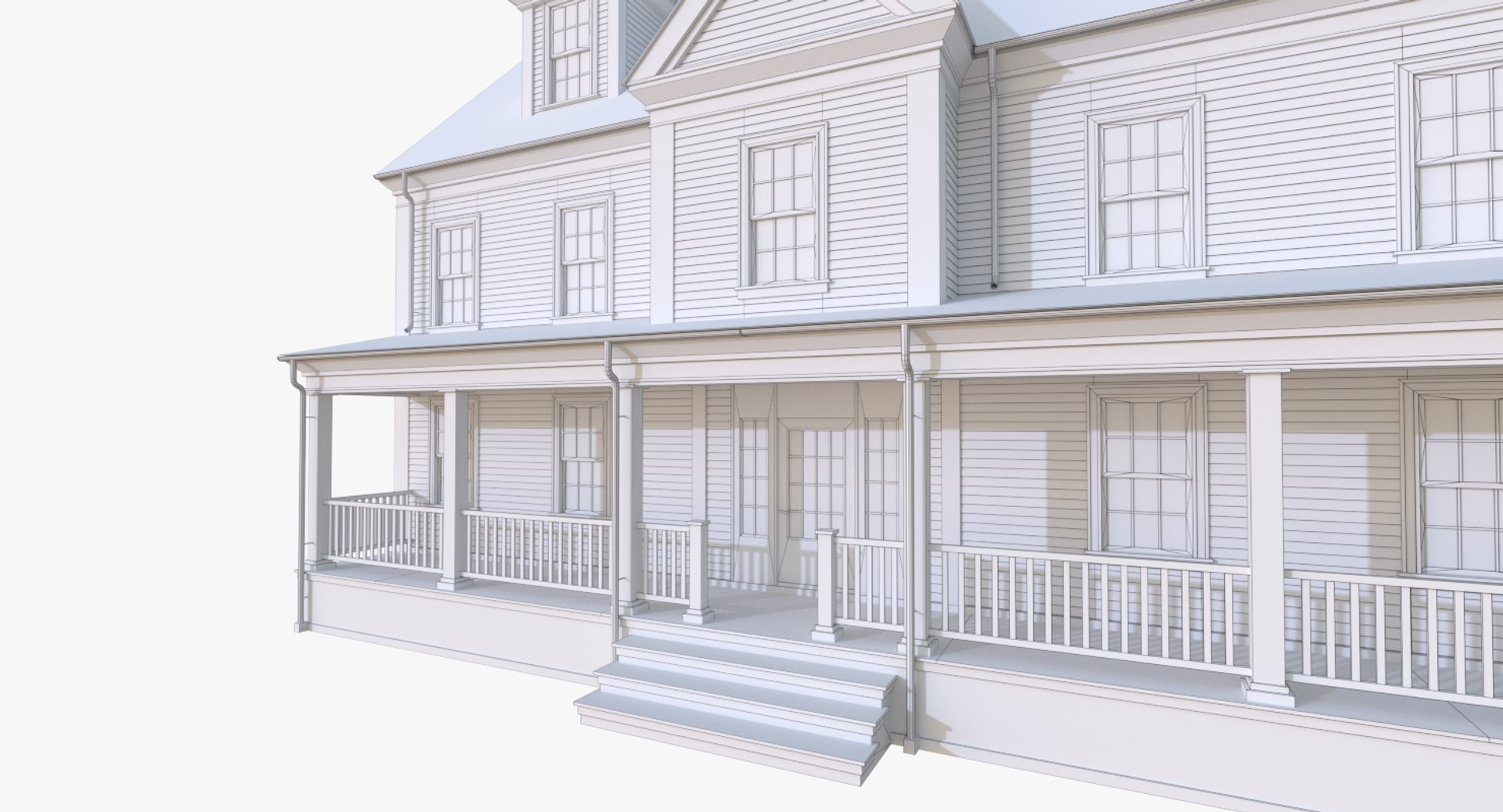 Colonial House 3D Model - TurboSquid 1192582