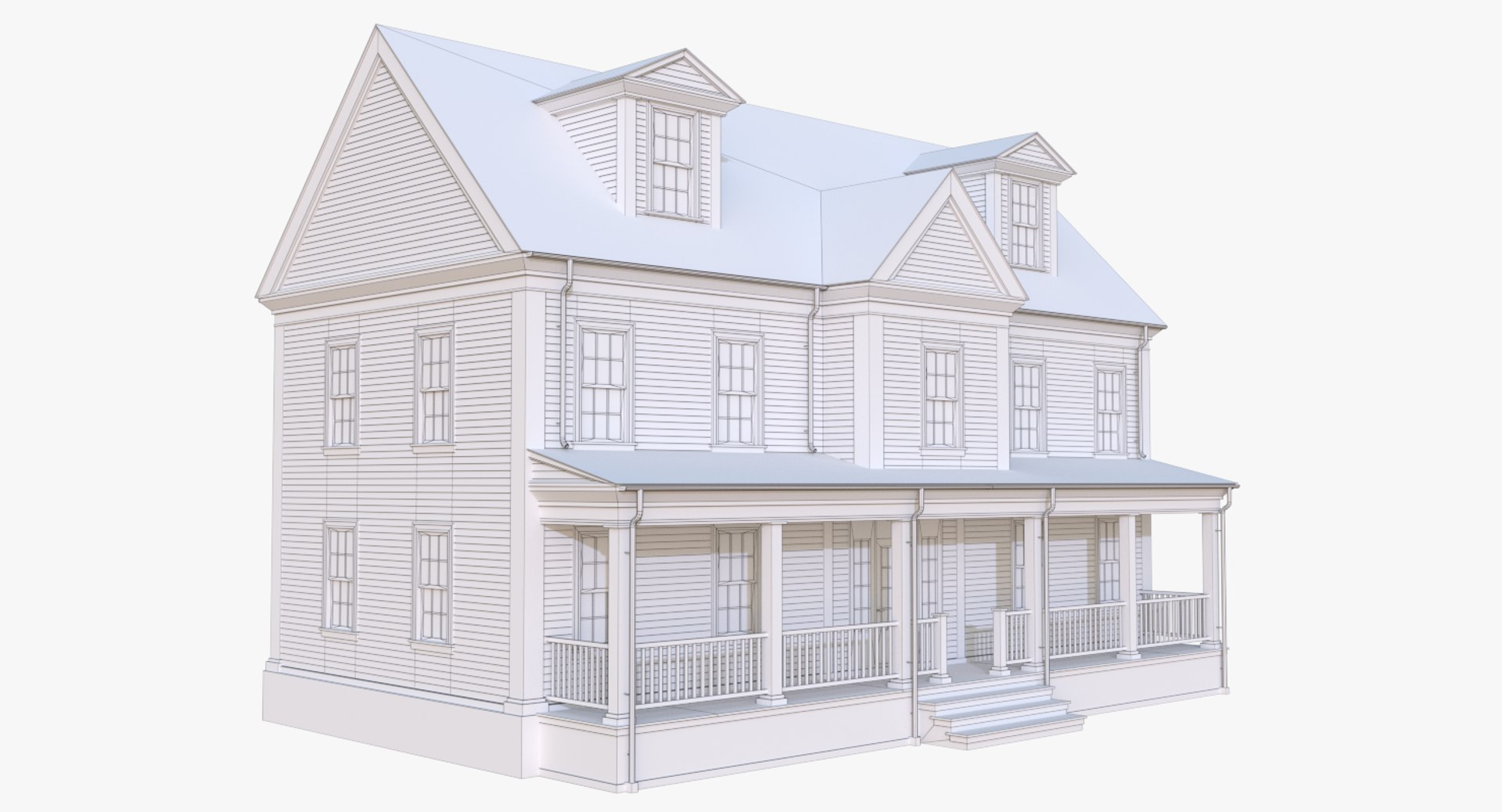 Colonial House 3D Model - TurboSquid 1192582