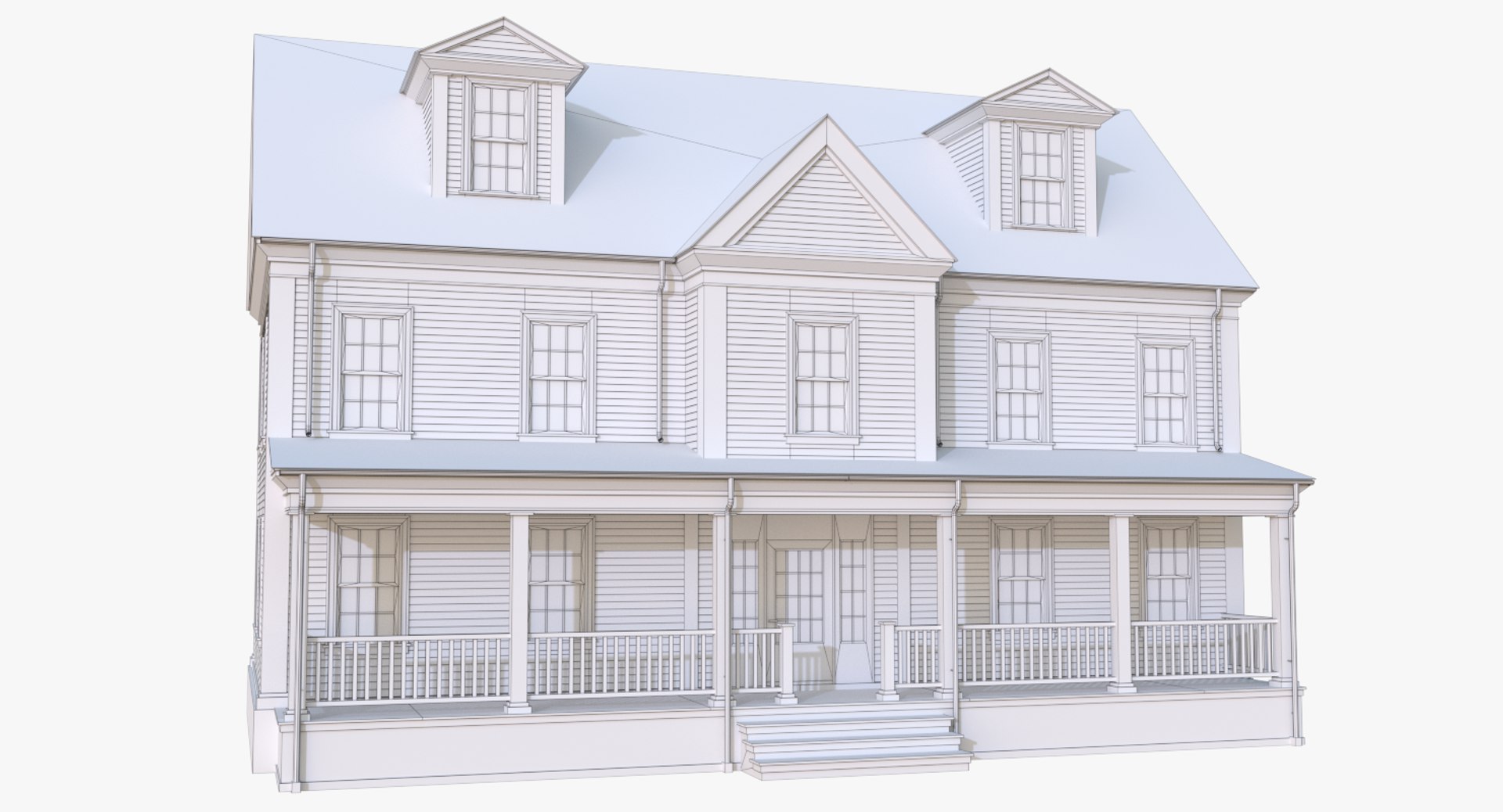 Colonial House 3D Model - TurboSquid 1192582