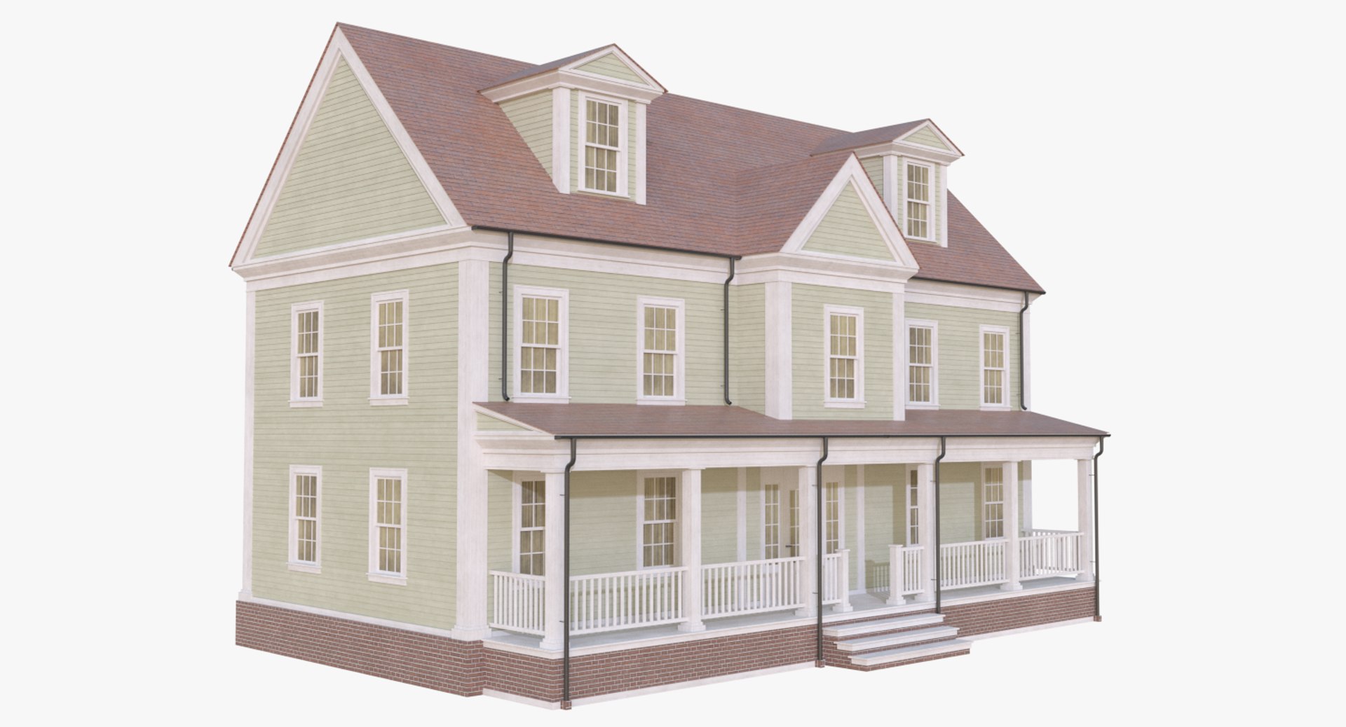 Colonial House 3D Model - TurboSquid 1192582
