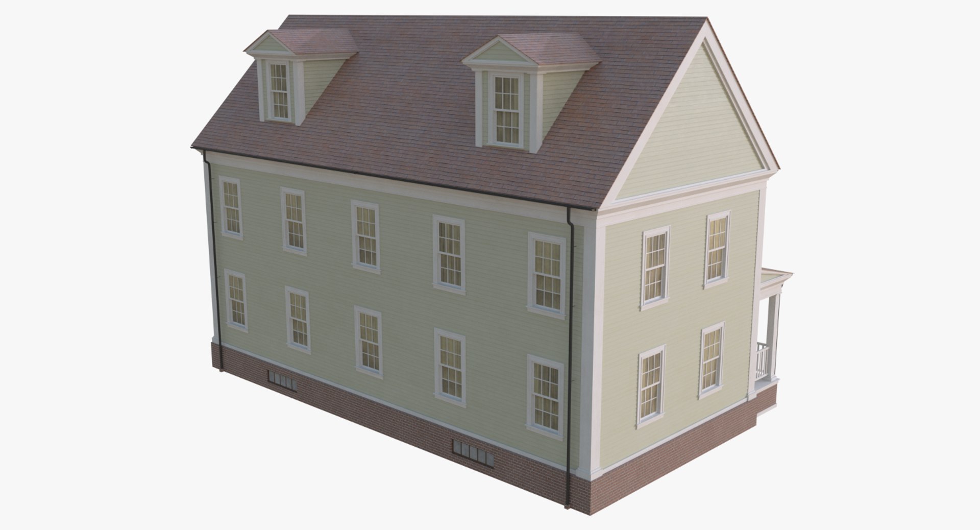 Colonial House 3D Model - TurboSquid 1192582