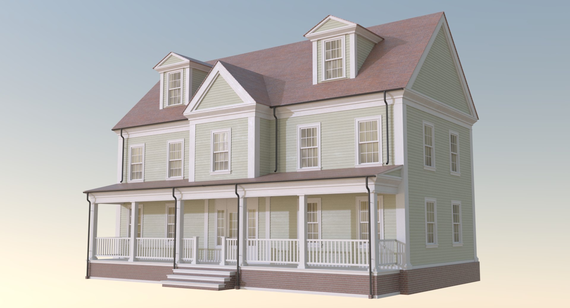 Colonial house 3D model - TurboSquid 1192582