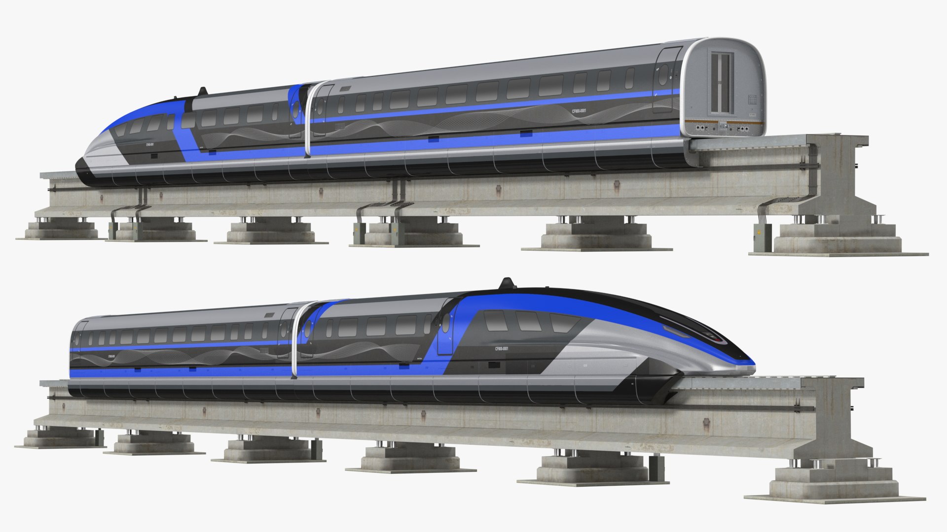 Chinese Maglev Bullet Train on Rail 3D model - TurboSquid 2078088