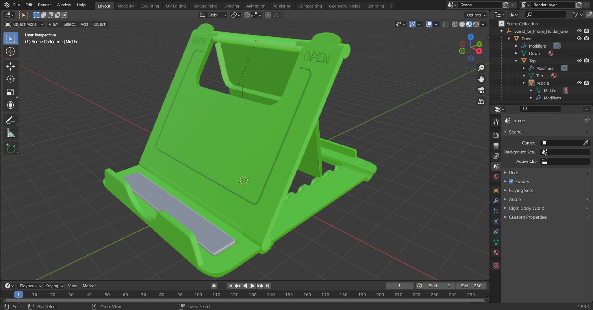 3D Stand For Phone Holder Green With Adjustable Tilt Angle Desktop ...