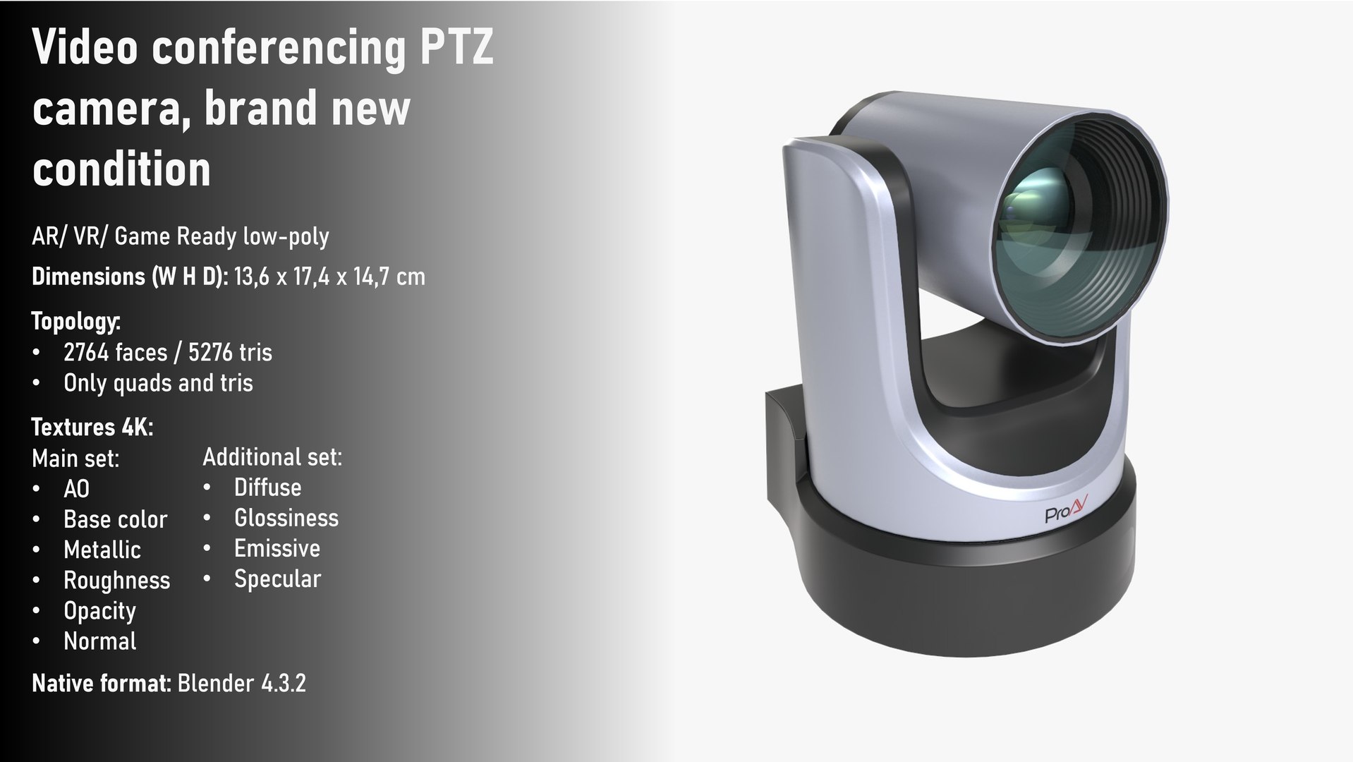 Video Conferencing PTZ Camera Low-Poly 3D Model - TurboSquid 2368635