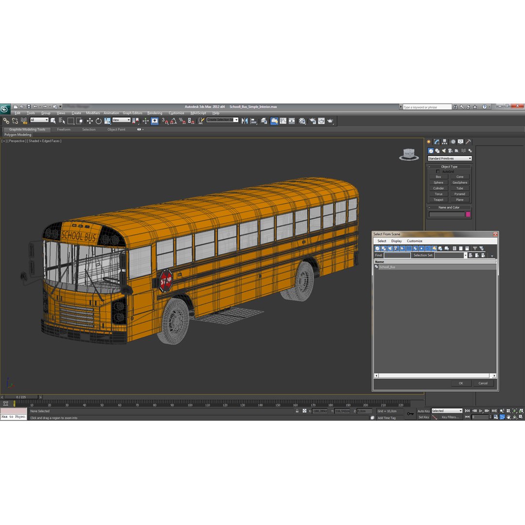 school bus simple interior obj