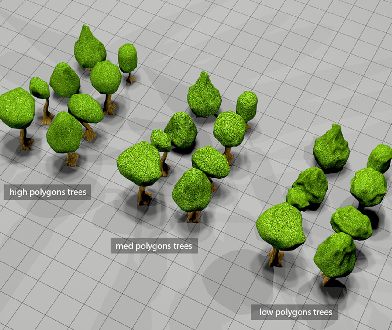 3d Trees Different Mesh Model