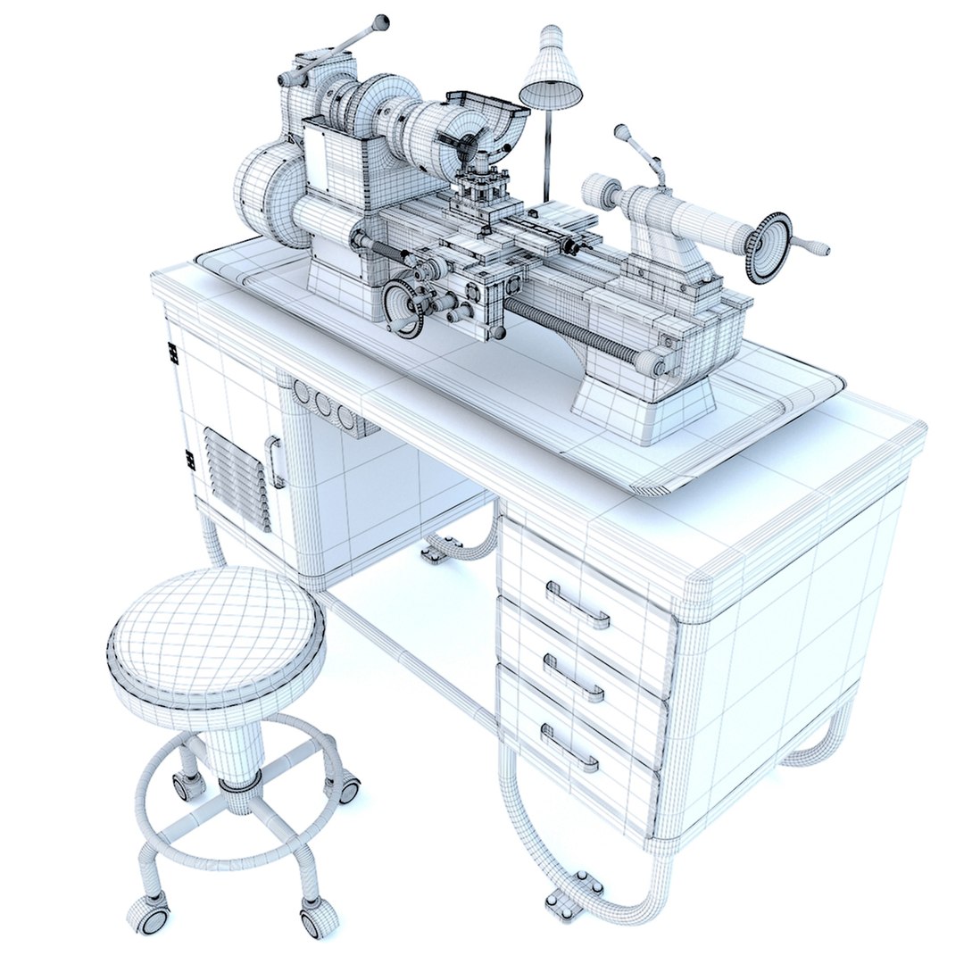 3D Industrial Lathe Machine Tool MN-80A Model - TurboSquid 1858222