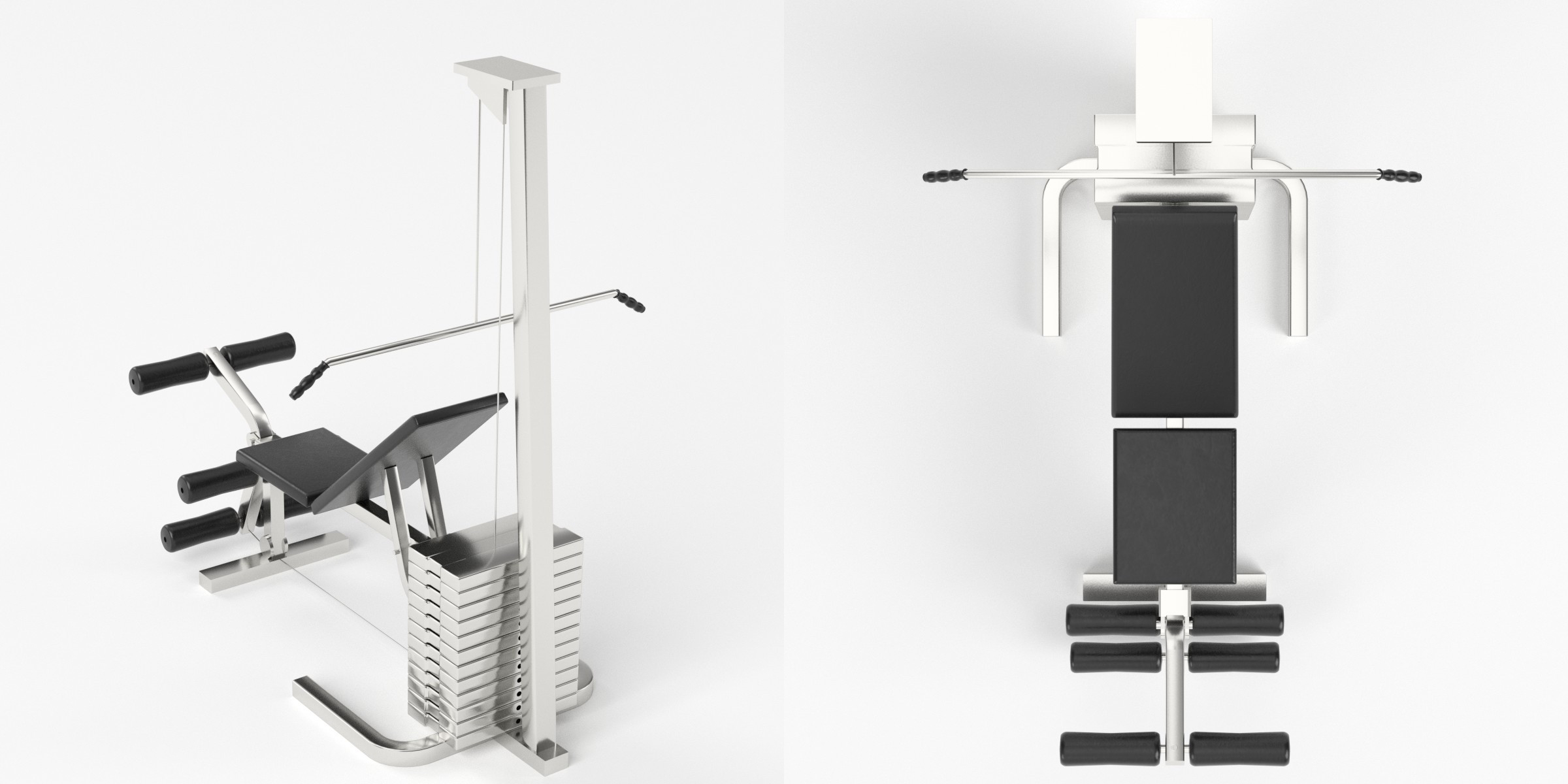 3d model pectoral leg bench gym