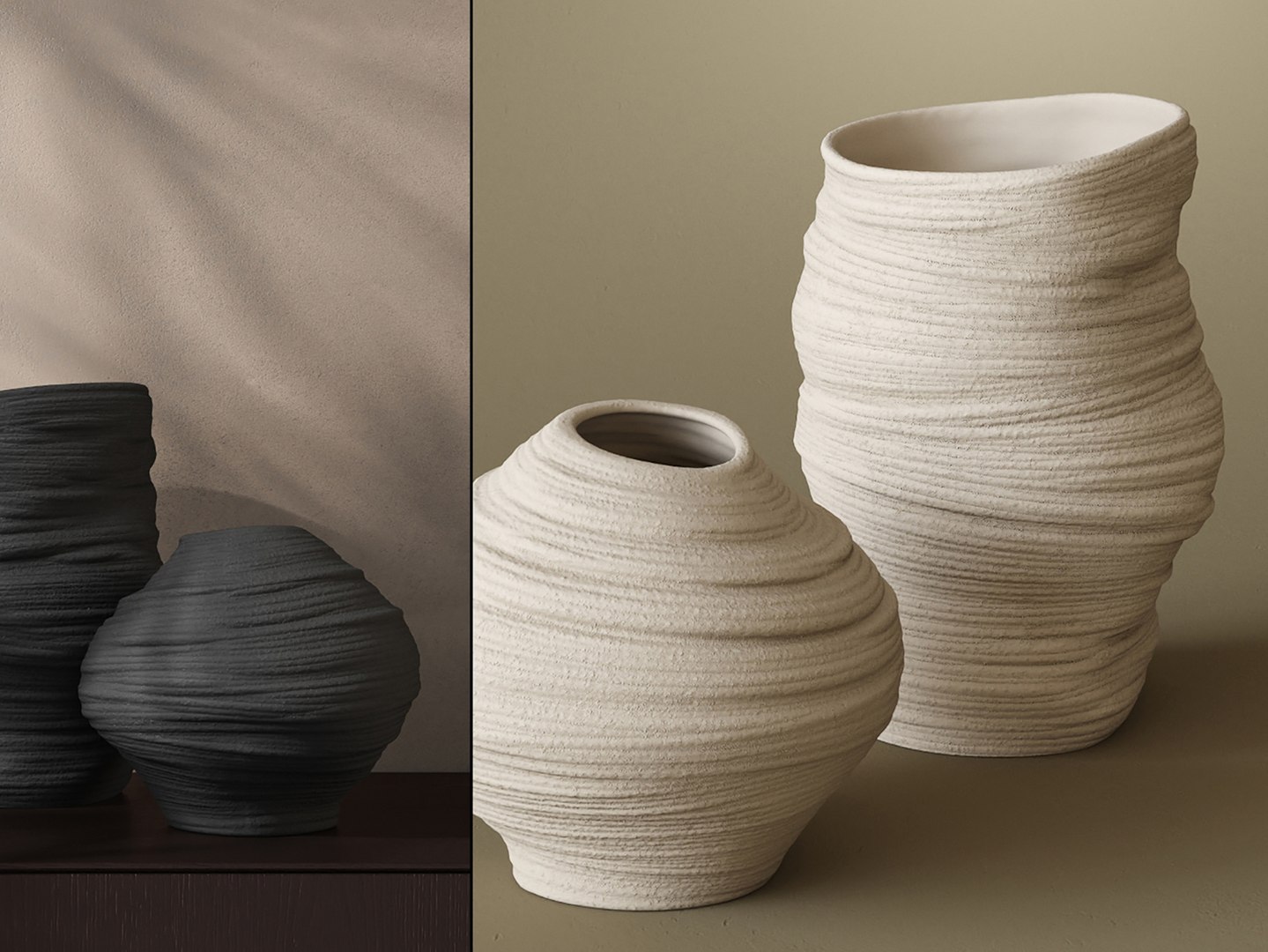 Textured Asymmetrical Vases 3D Model - TurboSquid 2152747